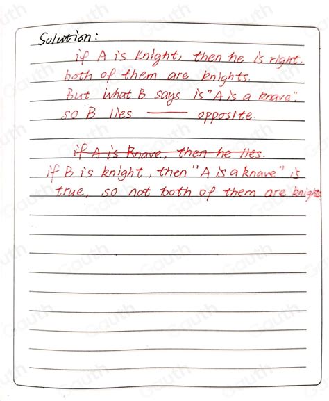 Solved 10 Knights And Knaves Puzzle A Says The Two Of Us Are Both Knights And B Says A