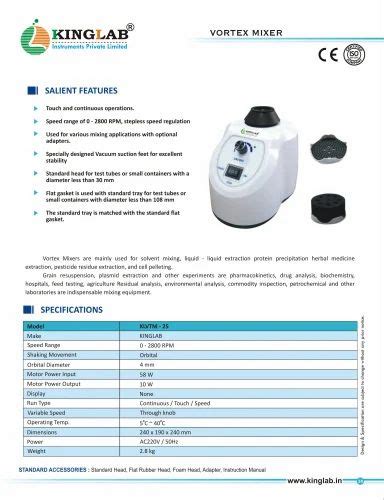 Kinglab Klvtm 25 Laboratory Vortex Mixers On Touch Mode 2500rpm At