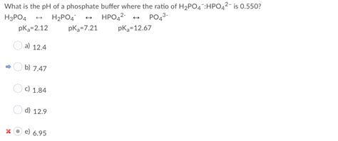 Solved What Is The Ph Of A Phosphate Buffer Where The Ratio