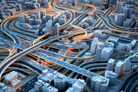 Smart City Traffic Flow Simulation Premium Ai Generated Image