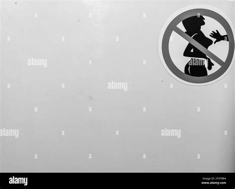 Forbidden Touch Circle Shape Sticker Black And White Monochrome
