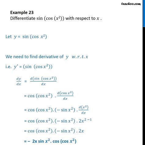 Example 23 Differentiate Sin Cos X 2 Teachoo Examples