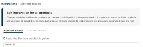 Organization Integrations Integrations Particle