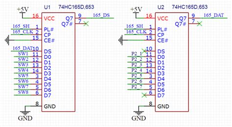 Stm32驱动74hc165级联应用电路 Mcu起航