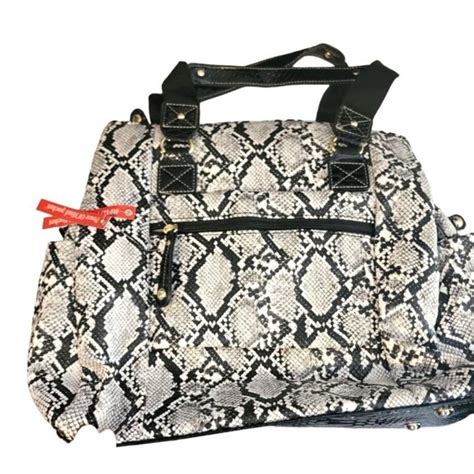 Samantha Brown Bags Samantha Brown Gray White Python Design New