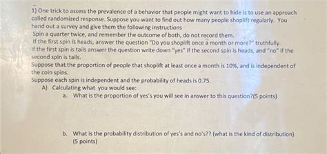 solved 1 one trick to assess the prevalence of a behavior