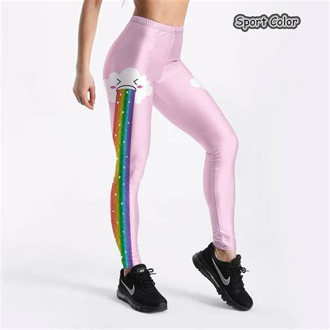새로운 사랑스러운 무지개 여성 섹시한 레깅스 바지 요가 피트 니스 높은 탄성 3d 구름 체육관 러닝 스타킹 슬림 야외 바지 S 4xl요가 바지 Aliexpress