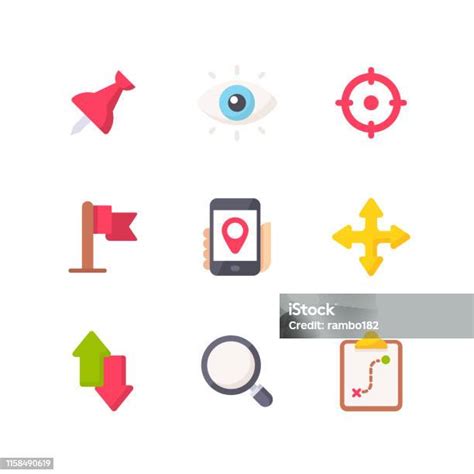 Icônes Plates De Navigation Pixel Parfait Pour Mobile Et Web Contient