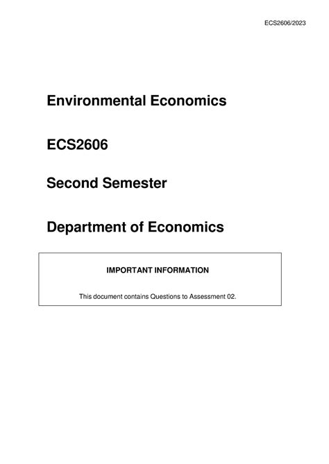Ecs2606 Assignment 02 2023 Semester 2 Ecs2606 Environmental Economics Ecs Second Semester
