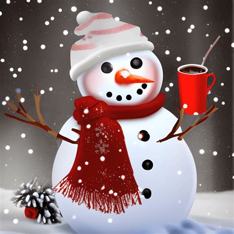 Cute Snowman Drinking Hot Cocoa · Creative Fabrica