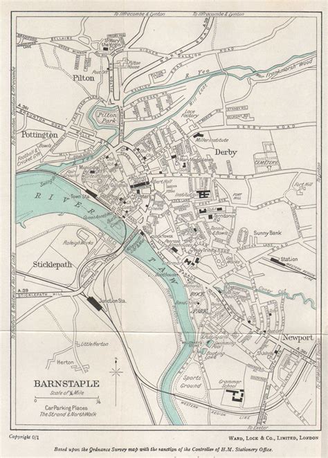 Barnstaple Vintage Tourist Town City Resort Plan Devon Ward Lock 1965 Map