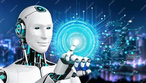 Premium Ai Image Cyber Digital World Android Robot Pointing Finger