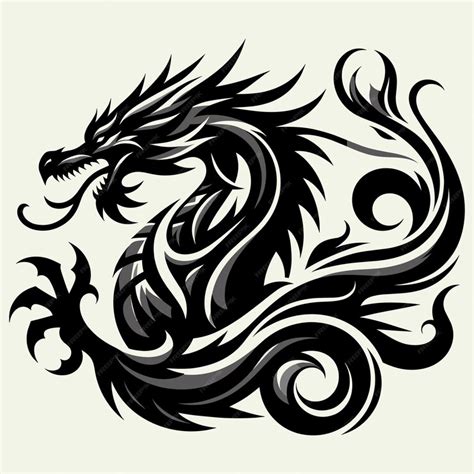 Vector Black Dragon Logo And Mockup Design Premium Ai Generated Vector