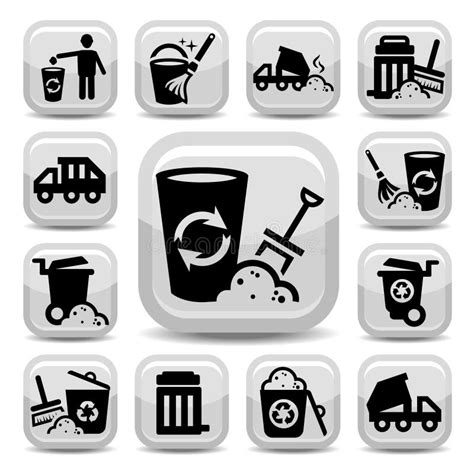 Iconos Negros De La Basura Del Vector Stock De Ilustración