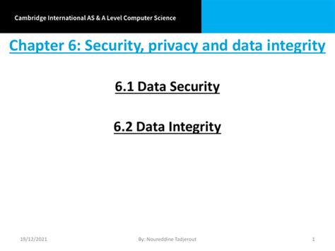 As A Level Computer Science Chapter 6 Security Privacy And Data