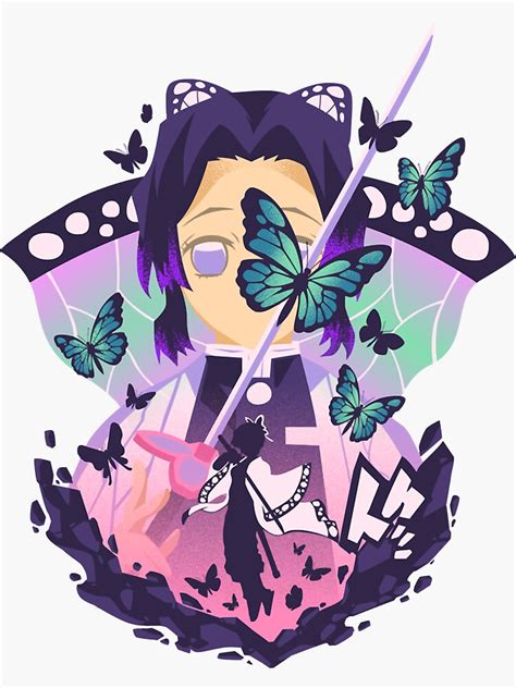 Pegatina Camiseta Activa Mariposa Shinobu Png De Lopezqe Redbubble