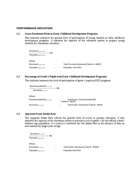 Performance Indicators Formula Pdf Traditions Primary Education