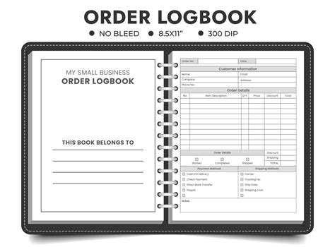 Business Order Logbook Custom Order Form Order Tracker Printable Order Form Page 20614535