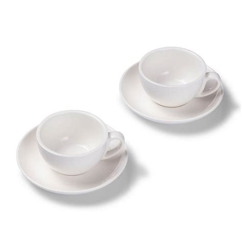 Terra Home Cappuccinotasse 2er Cappuccinotassen Set Weiß Glossy 200 Ml