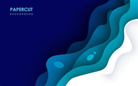 Premium Vector Abstract White Blue Wavy Papercut Overlap Layers