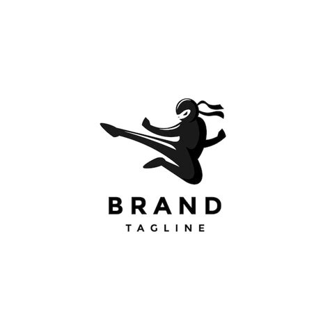 Premium Vector Ninja Flying Kick Logo Design Ninja Kicking Over The