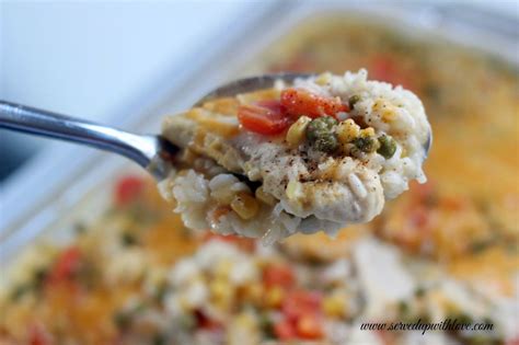 Cheesy Chicken And Rice Casserole Served Up With Love