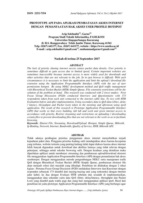 PDF PROTOTYPE API PADA APLIKASI PEMBATASAN AKSES INTERNET DENGAN PEMANFAATAN HAK AKSES USER