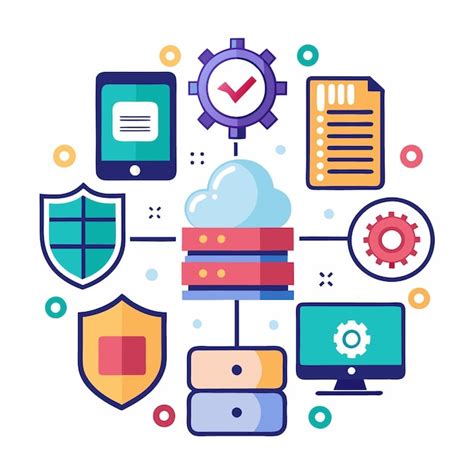 Cloud Computing Illustration With Servers Security And Settings