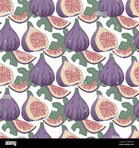 hand drawn fig fruits and foliage seamless pattern tropical fruits