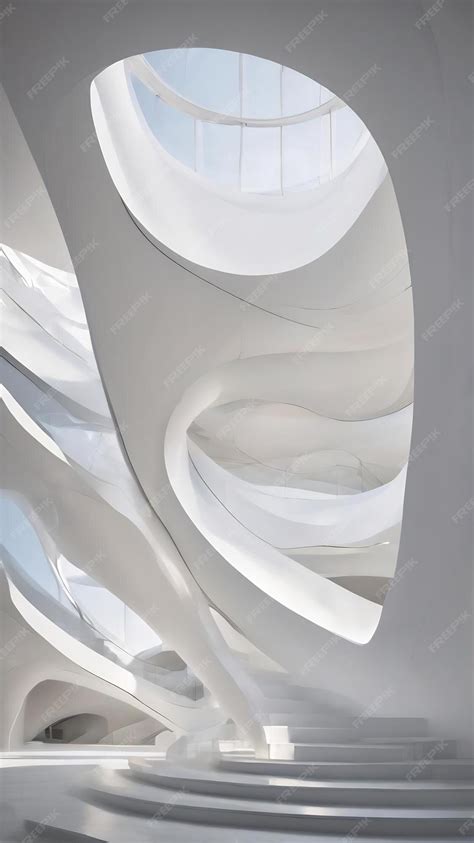 Premium Photo White Abstract Curvilinear Architecture 3d Rendering