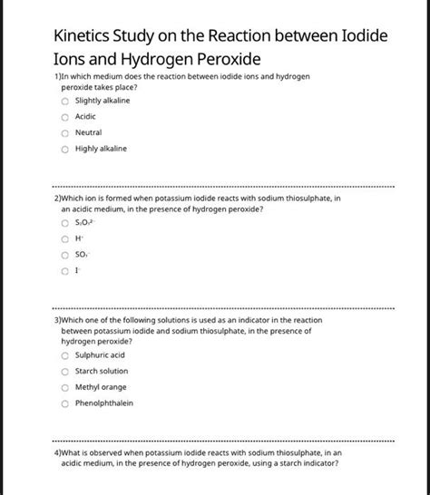 Solved Kinetics Study on the Reaction between Iodide Ions | Chegg.com