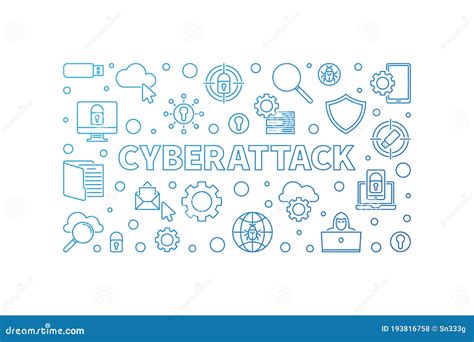 Vector Cyberattack Round Concept Linear Colorful Illustration 193538731