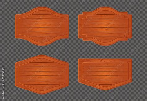 Orange Wood Retro Game Sign Board Cartoon Vector Panel Wooden Vintage
