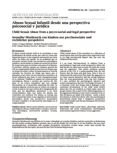 Pdf Abuso Sexual Infantil Desde Una Perpectiva Psicosocial Y Jurídica