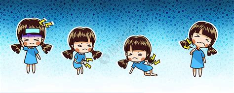 身体各部位疼痛的小女孩插画图片下载 正版图片401803155 摄图网
