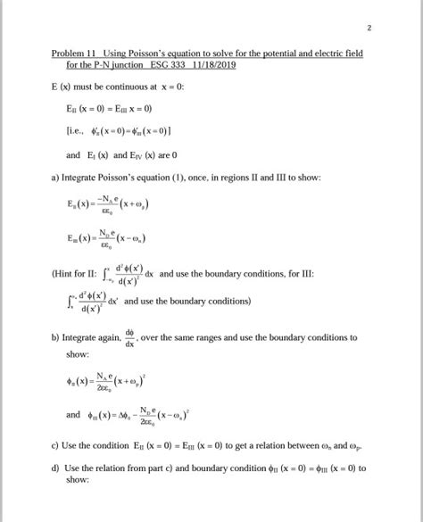 Solved Problem Using Poisson S Equation To Solve For Chegg Com
