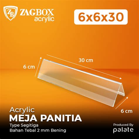 Acrylic Nama Akrilik Meja Panitia Segitiga Display Nama 30cm X 6cm