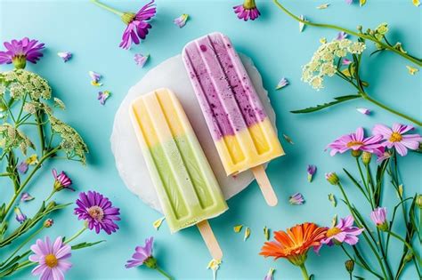Striped Ice Cream Popsicles Trio Premium Ai Generated Image