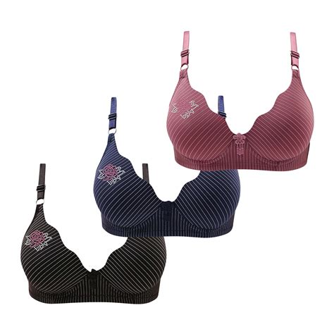Ltctricy Womens 3 Pc Push Up Bras Comfortable Wireless Supportive Full