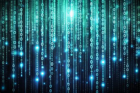 Premium Photo Matrix Style Binary Code Digital Falling Numbers Blue
