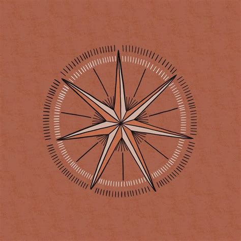 Compass Drawing On Brown Background