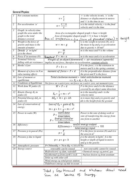 Important Equations In Physics For Igcse Course 1 Too Imp 2 Download Free Pdf