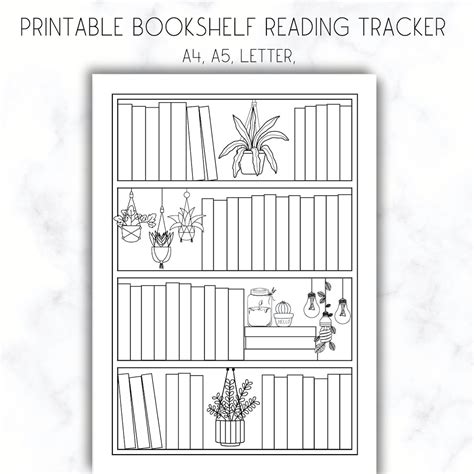 Bookshelf Reading Tracker Printable Reading Planner Reading Challenge Bookshelf 50 Books