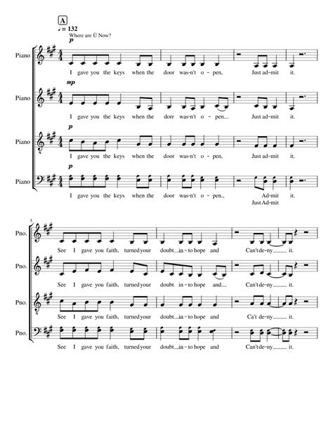 Acapella Group Mix Sheet Music For Piano Satb