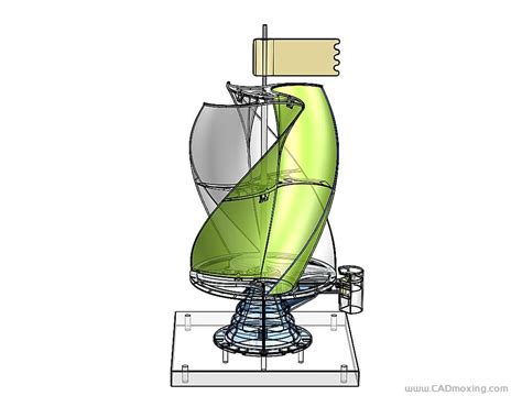 小型风力涡轮机发电机三维模型 CAD模型网海量3D模型图纸免费下载