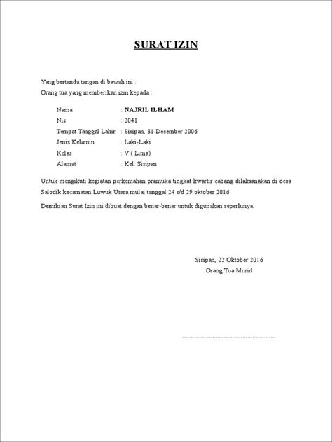 Contoh Surat Permohonan Sekolah Izin Kegiatan Pramuka Surat Lamaran