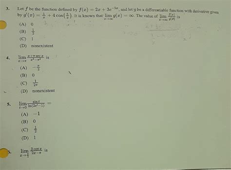 Solved 3 Let F Be The Function Defined By Fx2x3e−5x