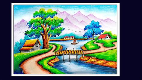 Beautiful Scenery Drawing With Oil Pastel Part 3 Step By Step Scenery