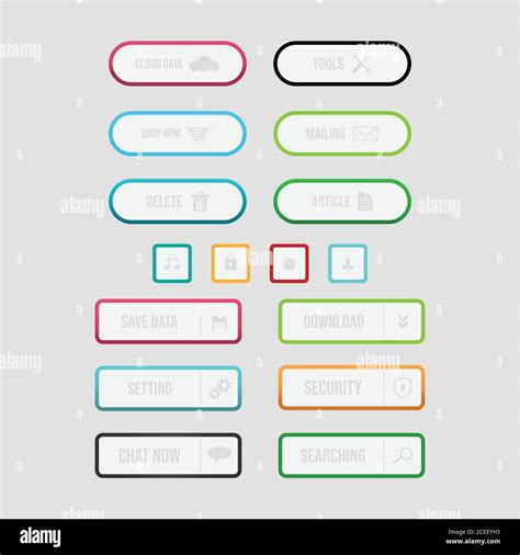 colorful web design button collection with flat design web and ui