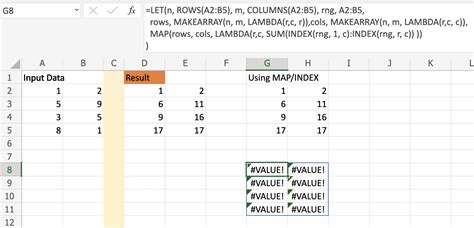 Excel Using Name Variable From Let Produces Value Inside Map Using Sum With The Range